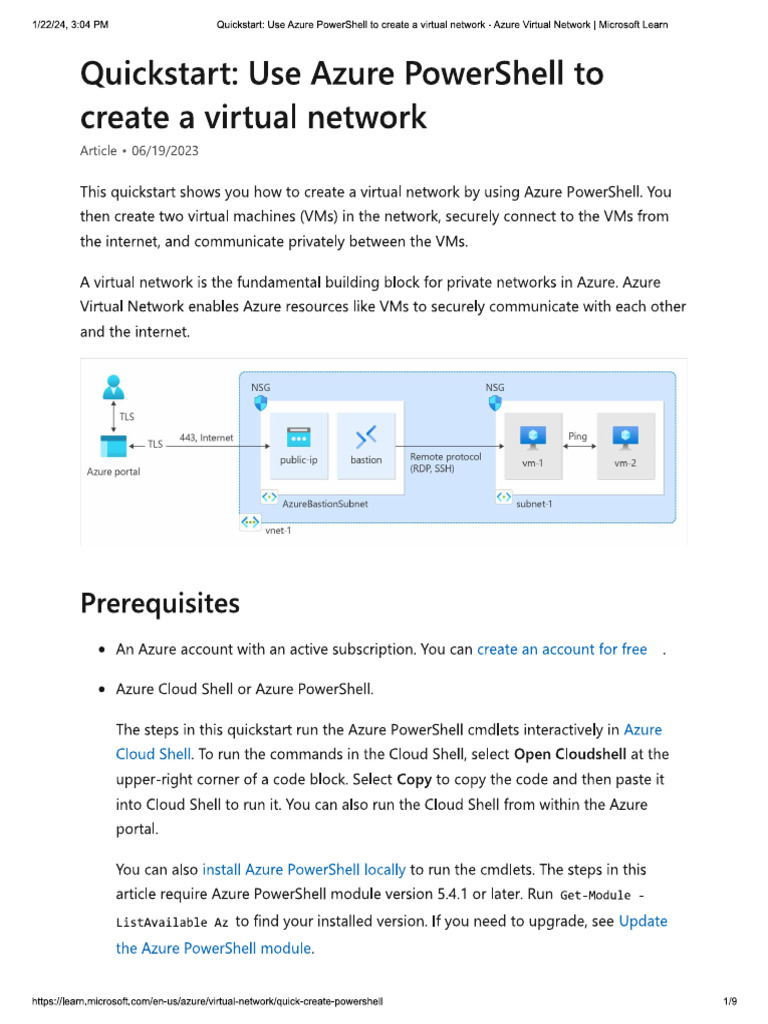 Vnet Powershell Lab | PDF