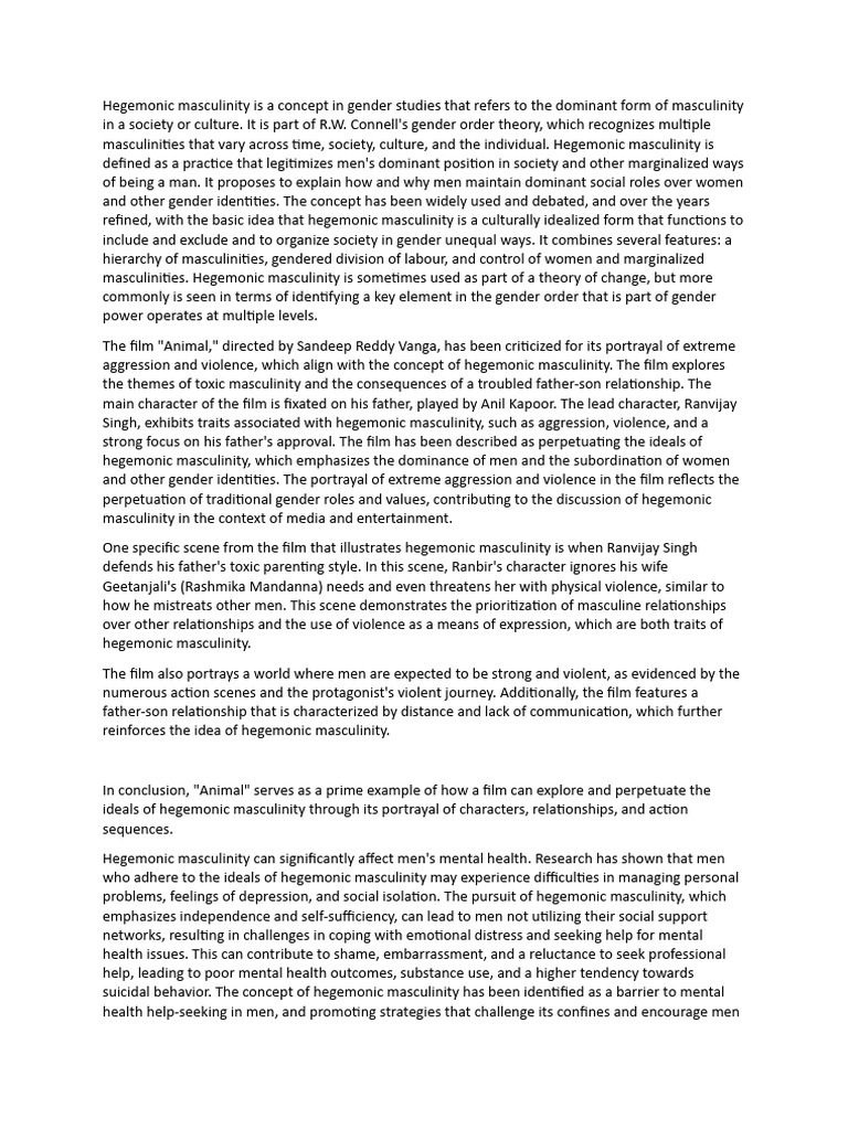 Hegemonic Masculinity Is A Concept in Gender Studies That Refers To The ...