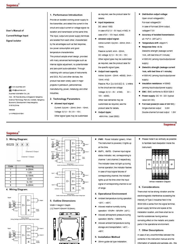 Current/Voltage Signal Isolator Manual | PDF | Power Supply | Electricity