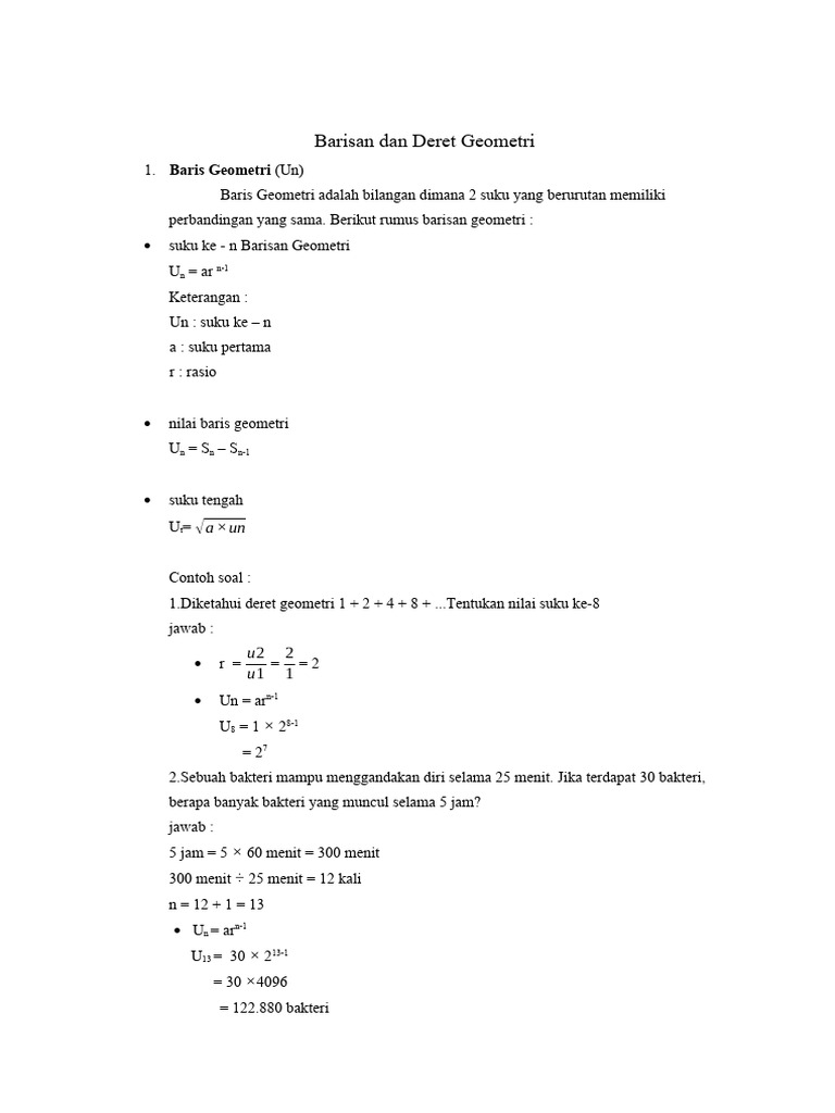 Tugas MTK Wajib Gina (Baris Dan Deret Geometri) | PDF | Metode & Bahan Ajar