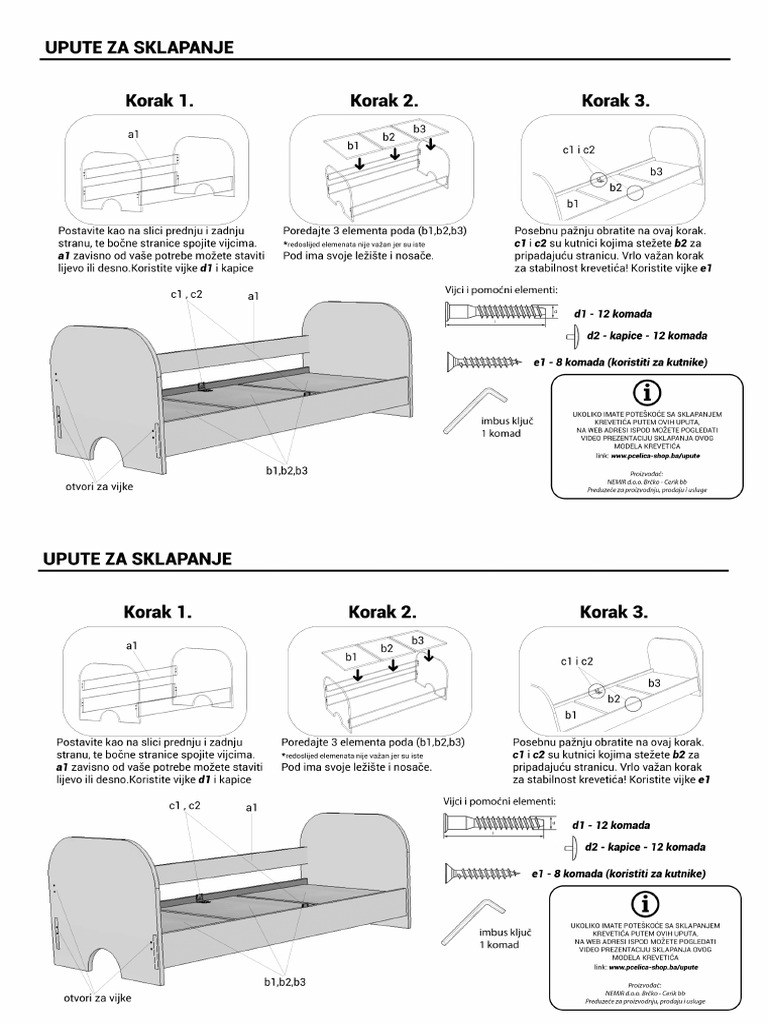 Upute Za Sklapanje Krevetica Disney Likovi Nerko | PDF