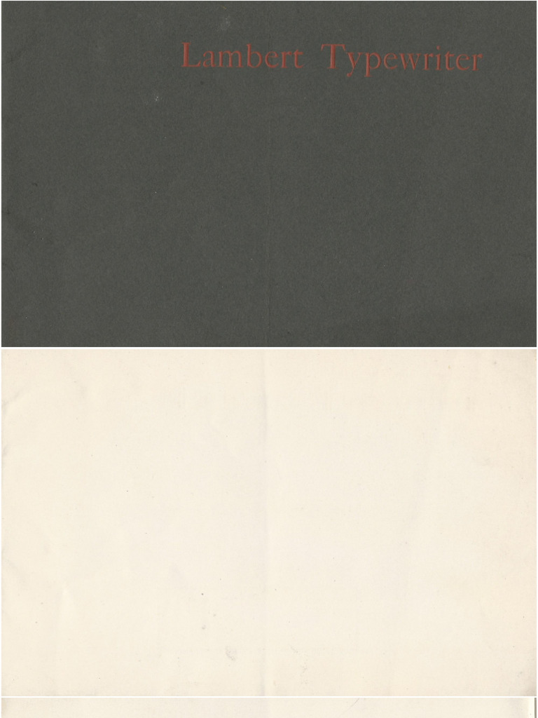 Lambert No.1 Typewriter Instruction Manual | PDF