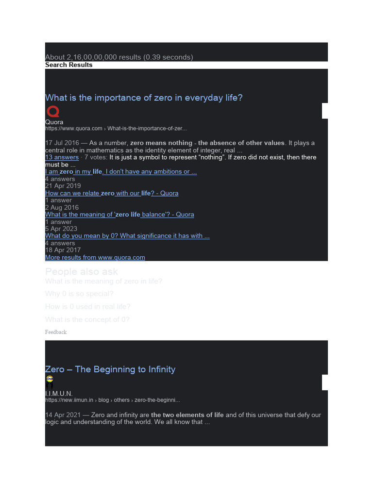 What Is The Importance of Zero in Everyday Life?: People Also Ask | PDF ...