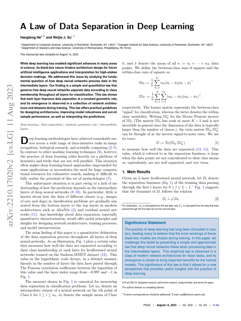 Deep Learning Data Separation Law | PDF | Deep Learning | Artificial ...