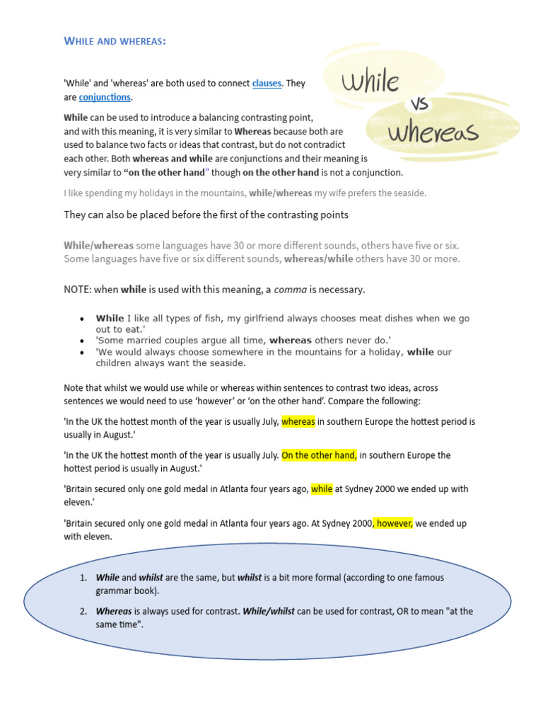 While and Whereas | PDF