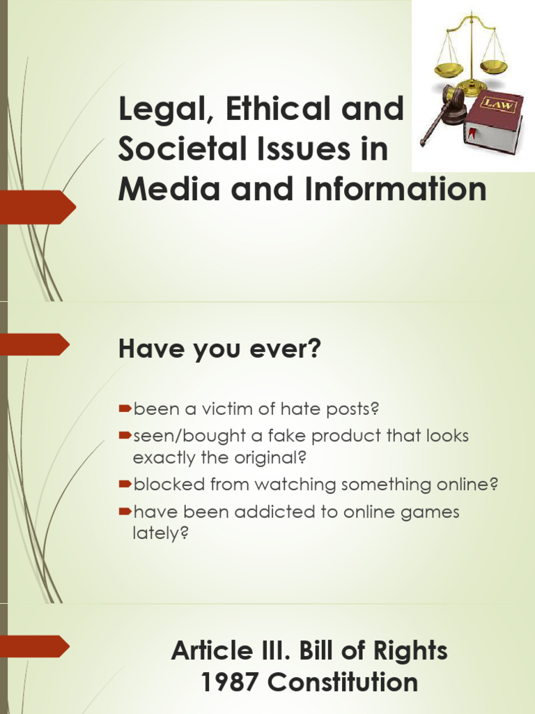 Lesson 7 Legal Ethical and Societal Issues in Media | PDF ...