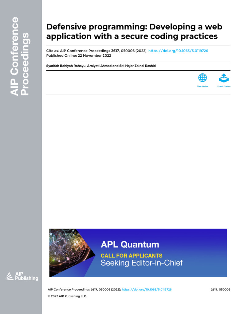 Defensive Programming Developing A Web A | PDF | World Wide Web ... Defensive Programming Developing A Web A | PDF | World Wide Web ...