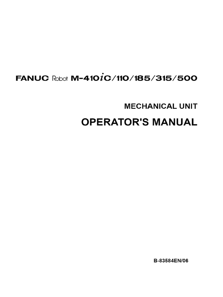FANUC-M-410iC110 185 315 500 Operator Manual (B-83584EN 06) | PDF