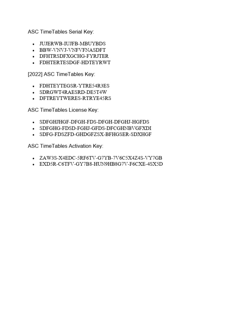 ASC TimeTables Serial Key | PDF
