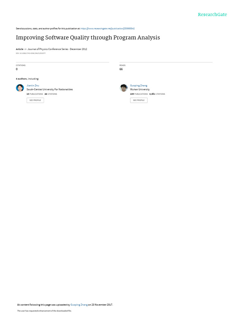 Improving Software Quality Through Program Analysi | PDF | Software | Information