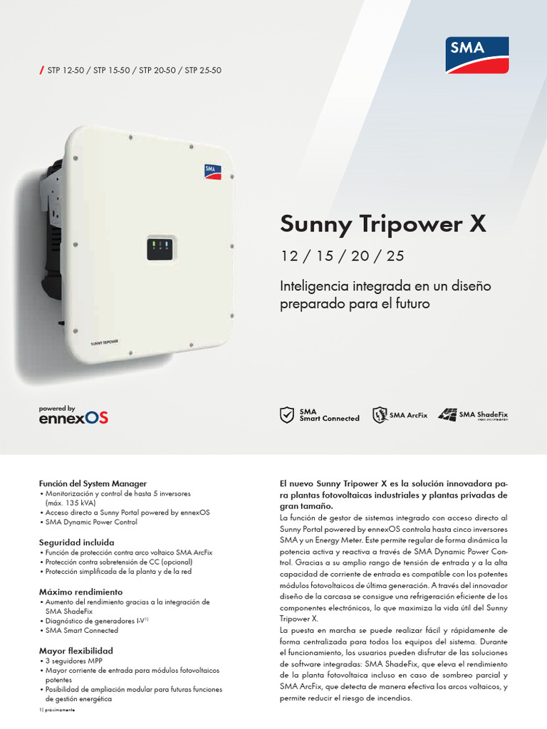 Inversor Sunny Tripower X STP-20-50-español | PDF | Fotovoltaica ...
