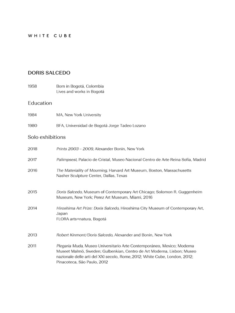 Doris Salcedo CV 2018 2 | PDF