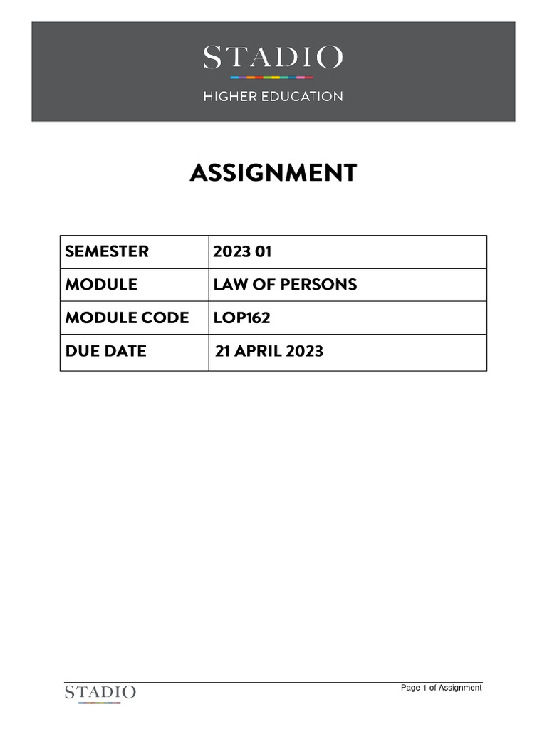 Lop162 2023 01 Asmt | Download Free PDF | Domicile (Law) | Assignment (Law)