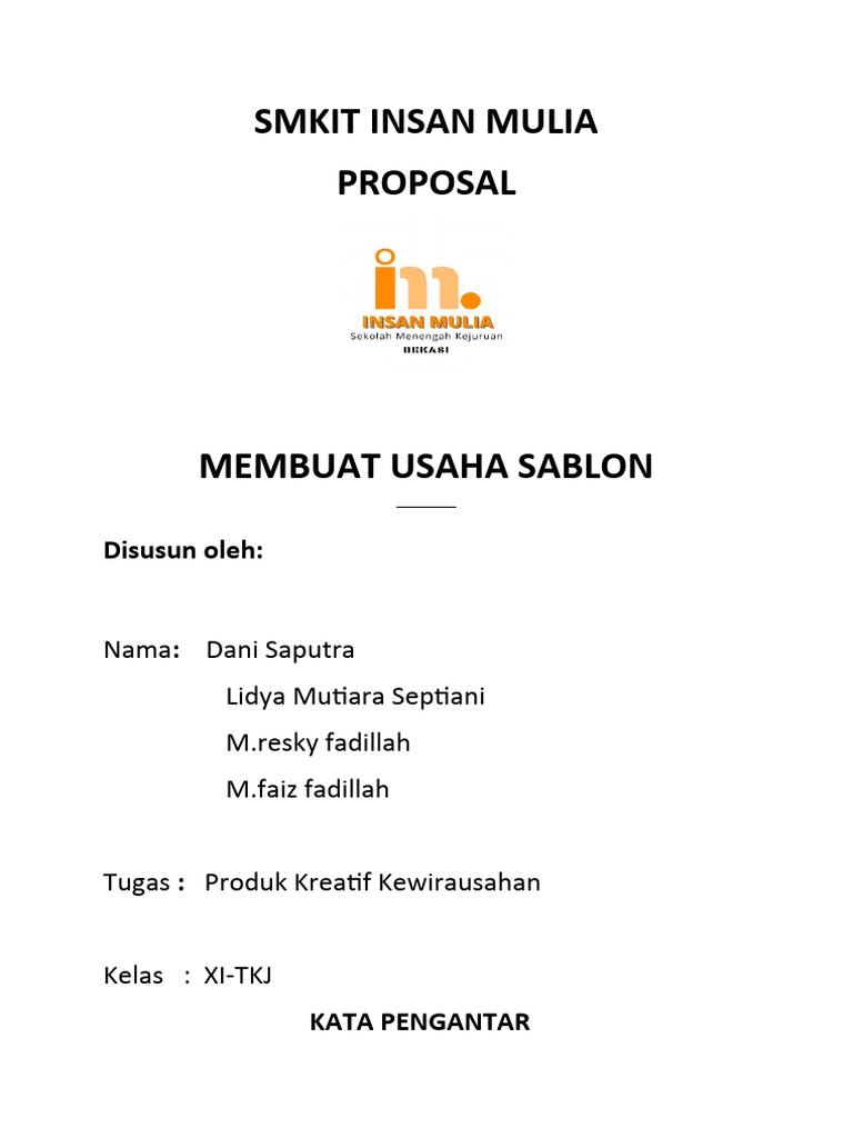 Proposal PKK Sablon Baju | PDF