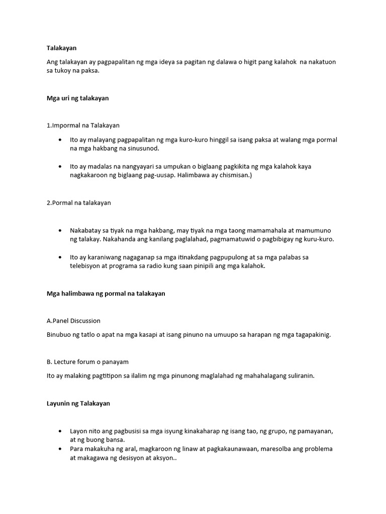 Talakayan Pangkat 7 | PDF