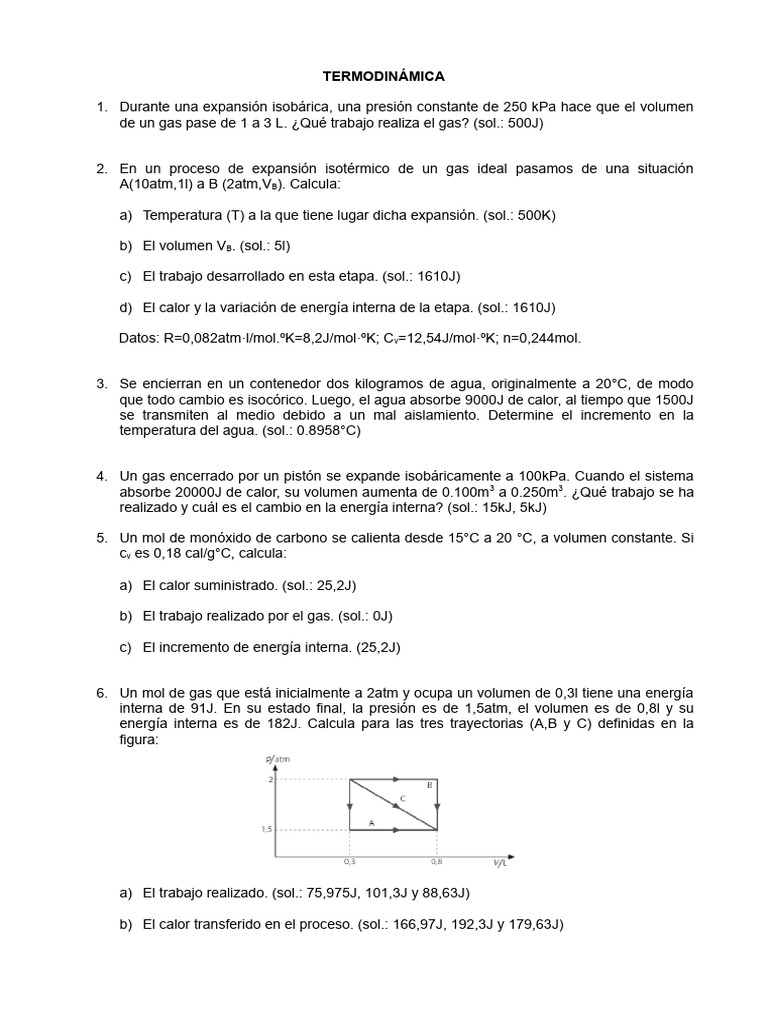 Ejercicios de Termodinámica | PDF | Ciencia y matemáticas