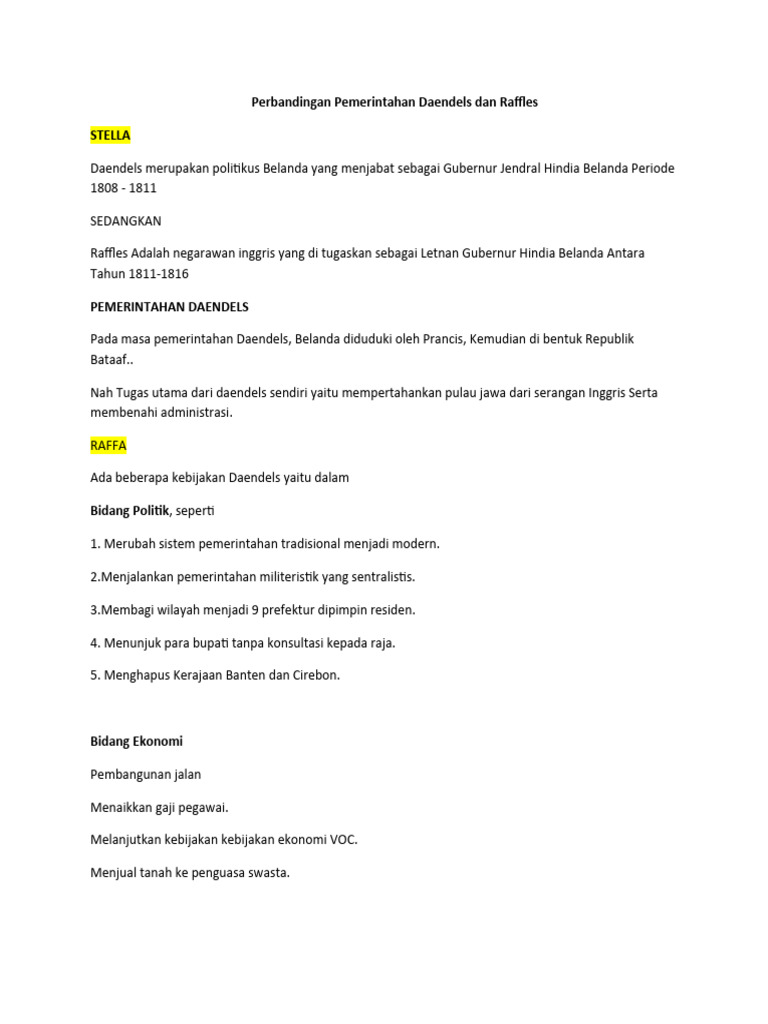 SEJARAH KEL.3 RAFFLES DAN DAENDLES-WPS Office | PDF