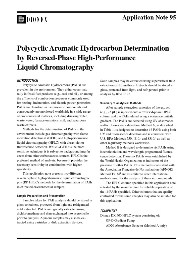 Pahs by HPLC | Download Free PDF | Polycyclic Aromatic Hydrocarbon ...