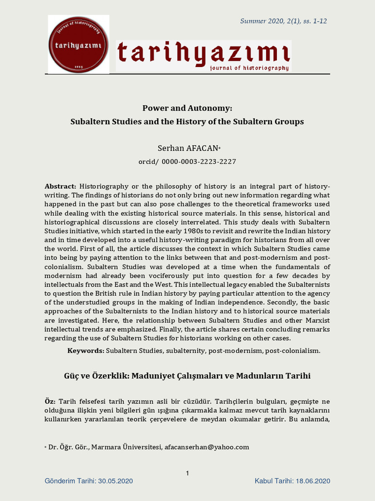 Power and Autonomy - Subaltern Studies and The History of The Subaltern ...