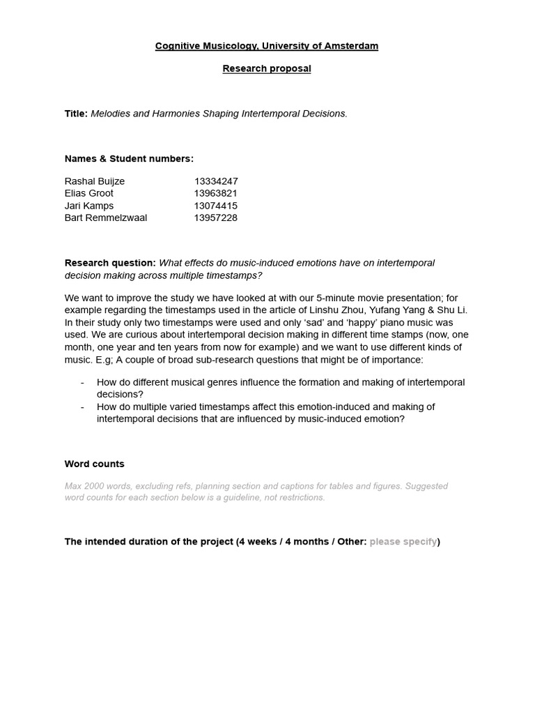 (Tentative) Research Proposal - Group Emotion and Decision-Making | Download Free PDF | Decision ...