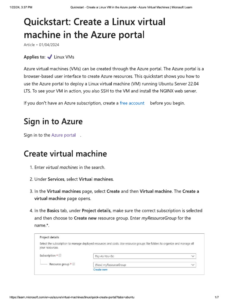 Azure Linux Vm Portal Lab Pdf