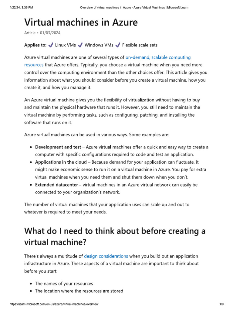 Azure VM Overview | PDF