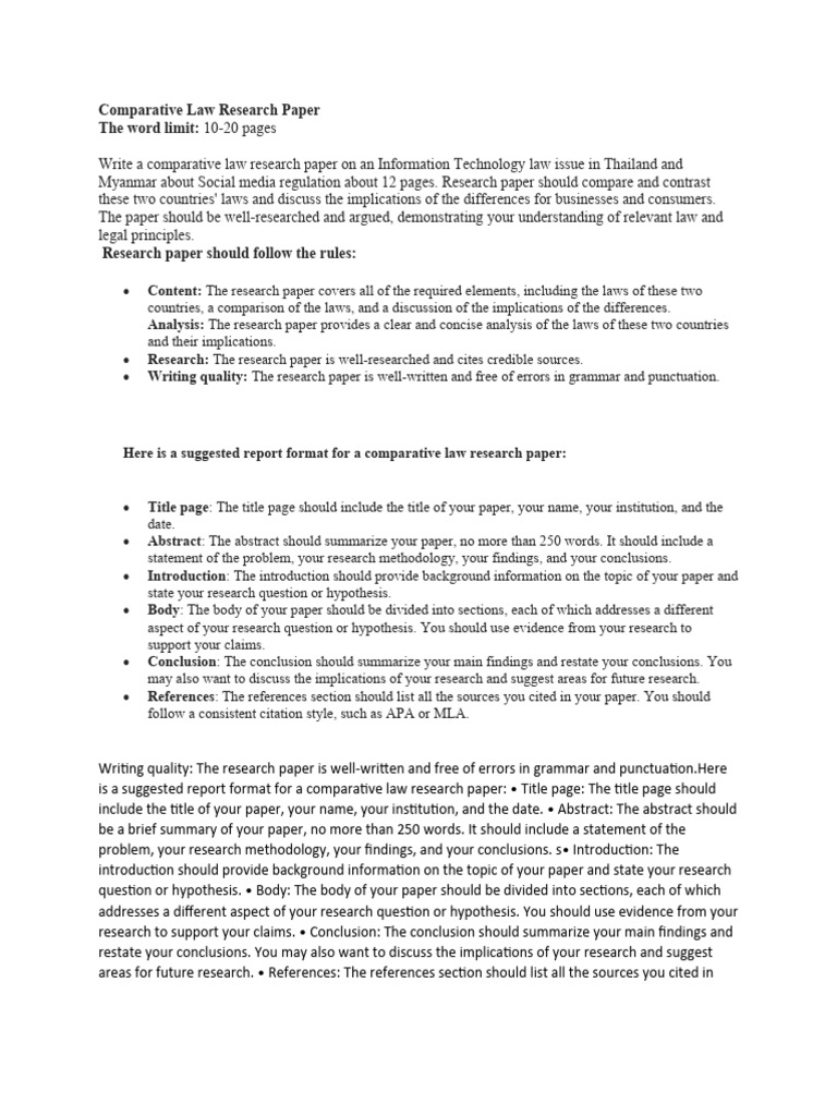 Comparative Law Research Paper | PDF | Citation | Academic Publishing