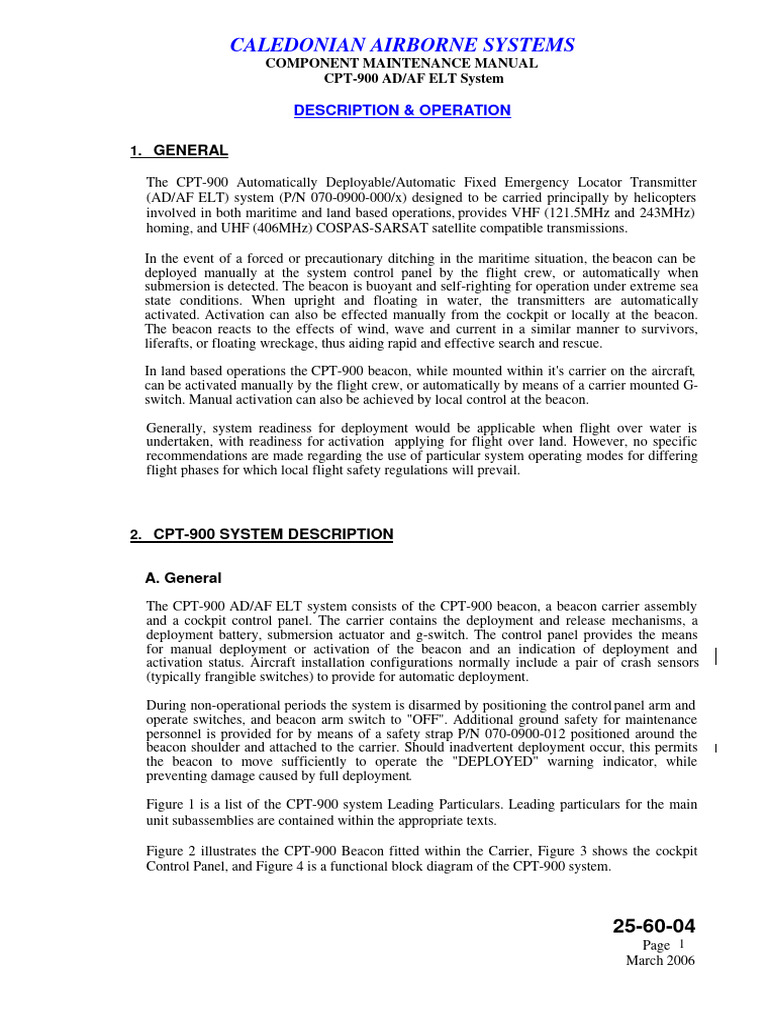 CPT-900 ELT System Maintenance Manual | PDF | Electrical Engineering ...