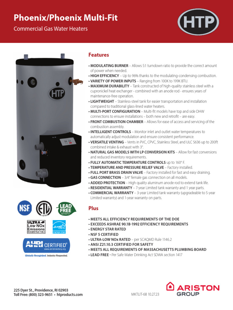 Commercial Gas Water Heaters | PDF | Water Heating | Valve