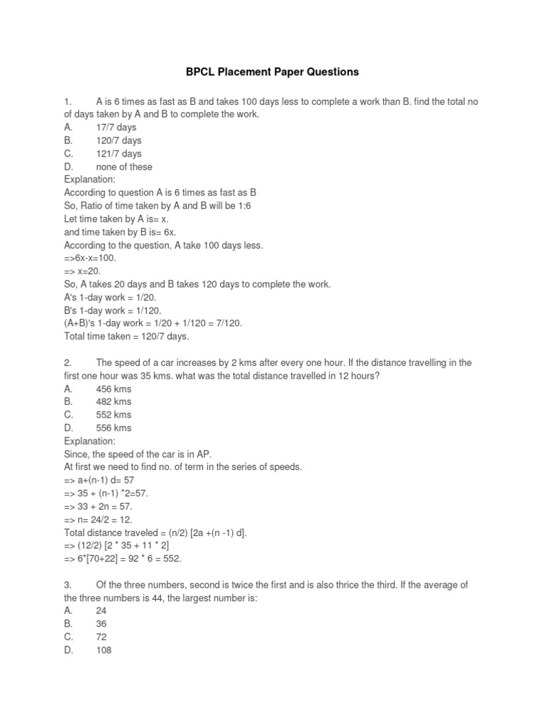 BPCL Placement Paper | PDF | Computer Programming | Computing