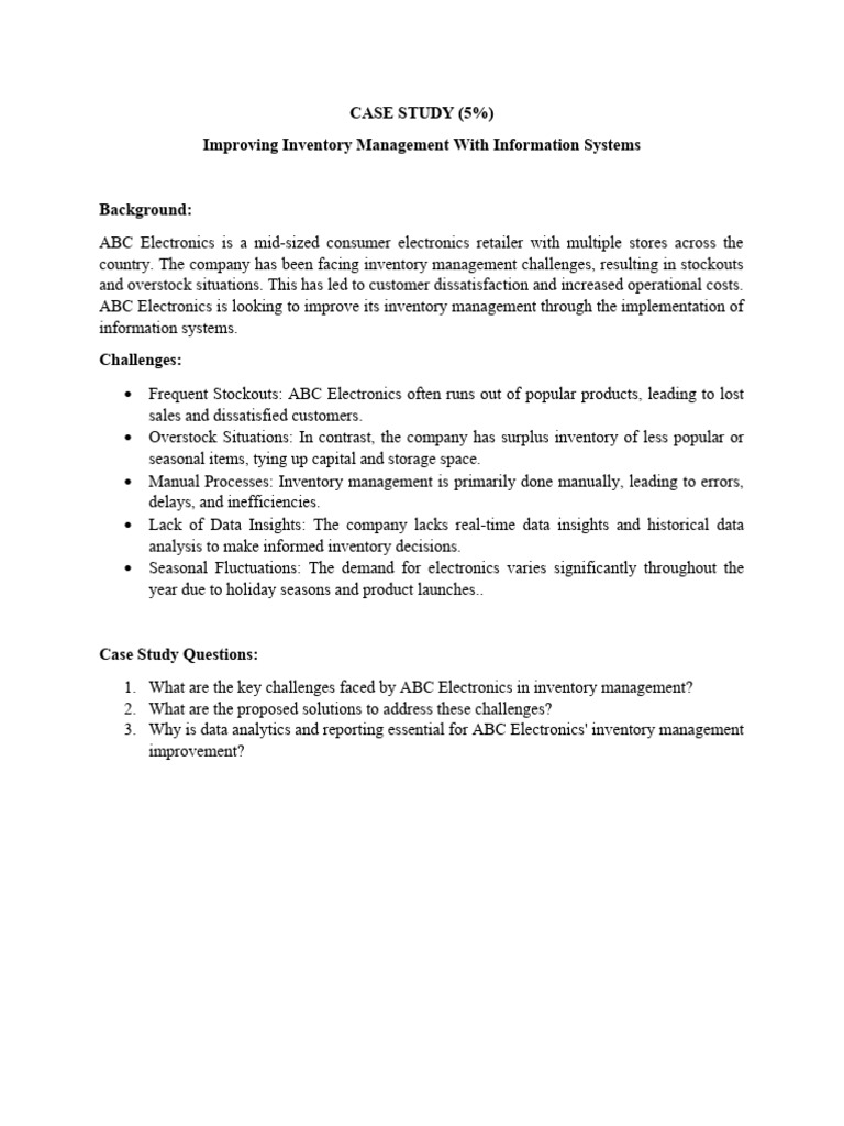Case Study | PDF | Finance & Money Management | Computers