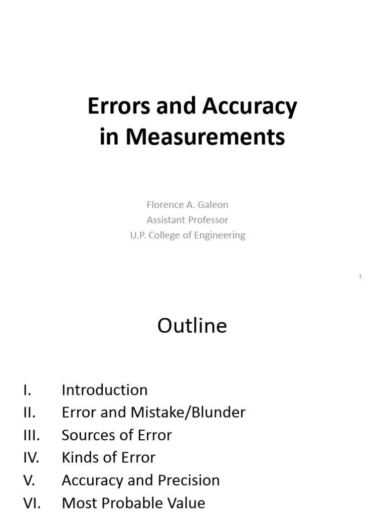 Errors and Accuracy in Measurements | PDF | Accuracy And Precision | Error