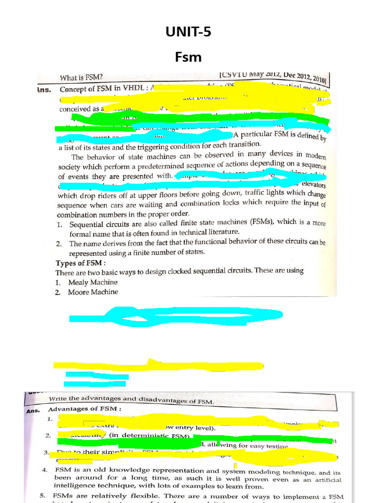 VHDL FSM UNIT 5 ET&T 7th Sem | PDF | Digital Electronics | Theoretical Computer Science