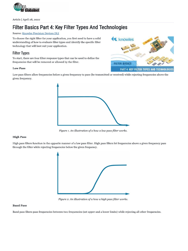 Filter Basics Part 4 - Key Filter Types and Technologies | PDF