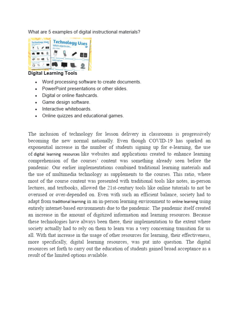Digital Instructional Materials | PDF | Educational Technology | Learning