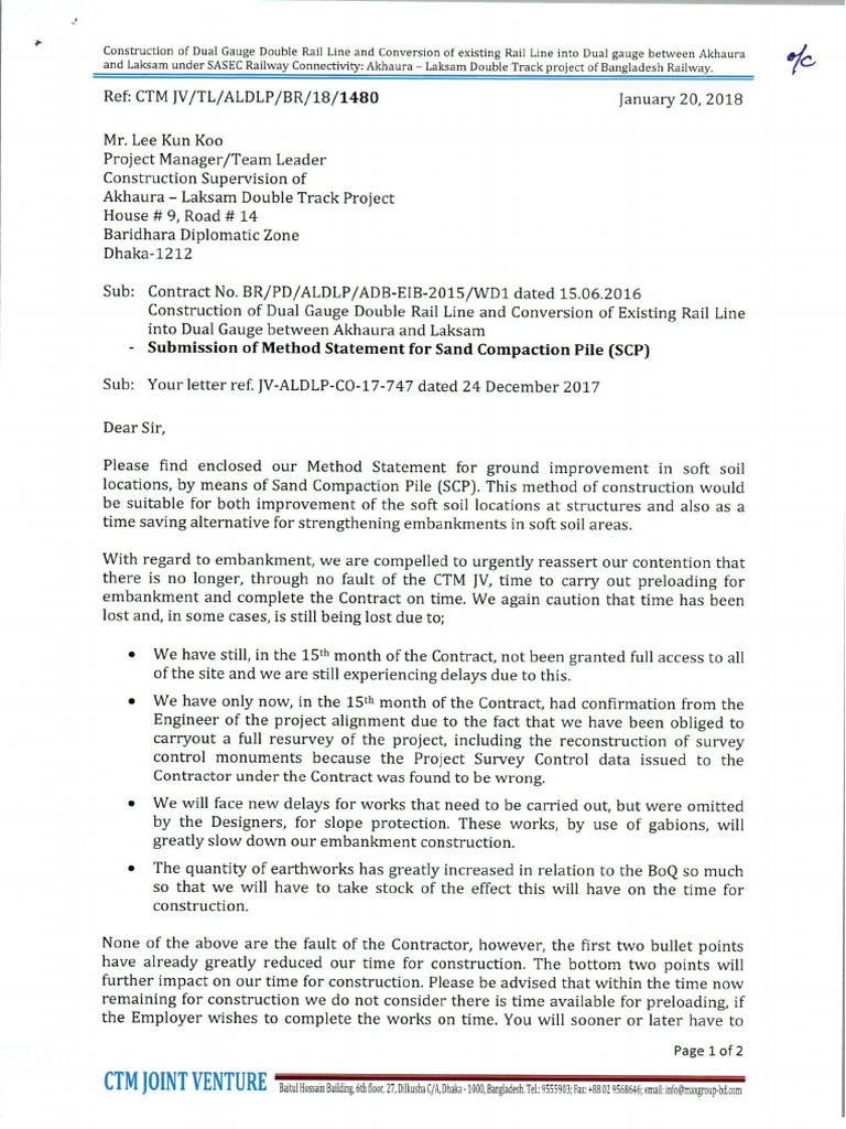 Submission of Method Statement of Sand Compaction Pile (SCP) | PDF ...