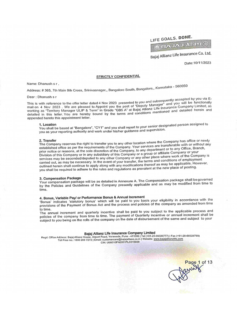 Appointment Letter | PDF