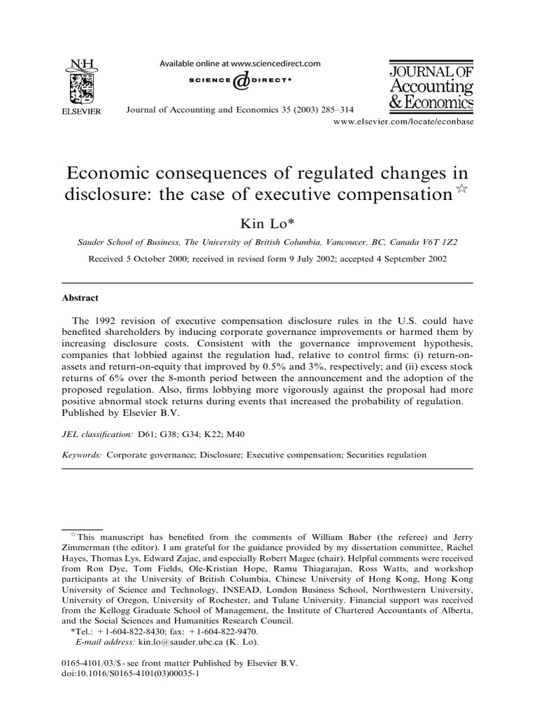 Economic Consequences of Regulated - Kin Lo | PDF | Executive ...
