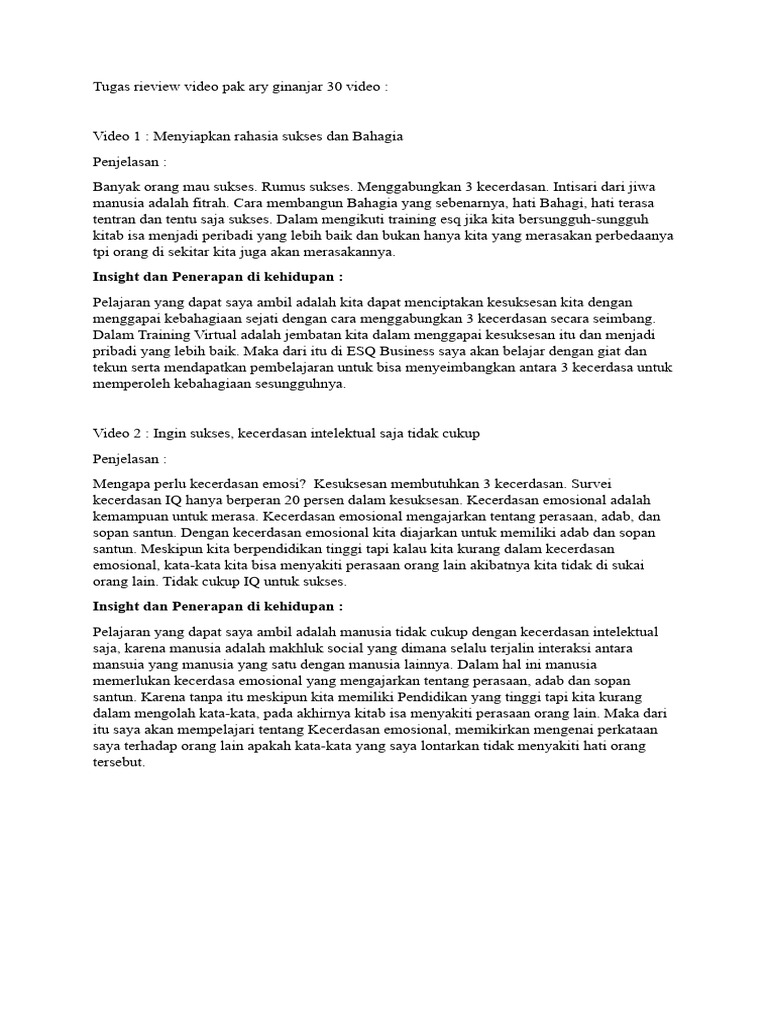 Proyek 30 Video Pak Ary Ginanjar | PDF | Agama & Spiritualitas