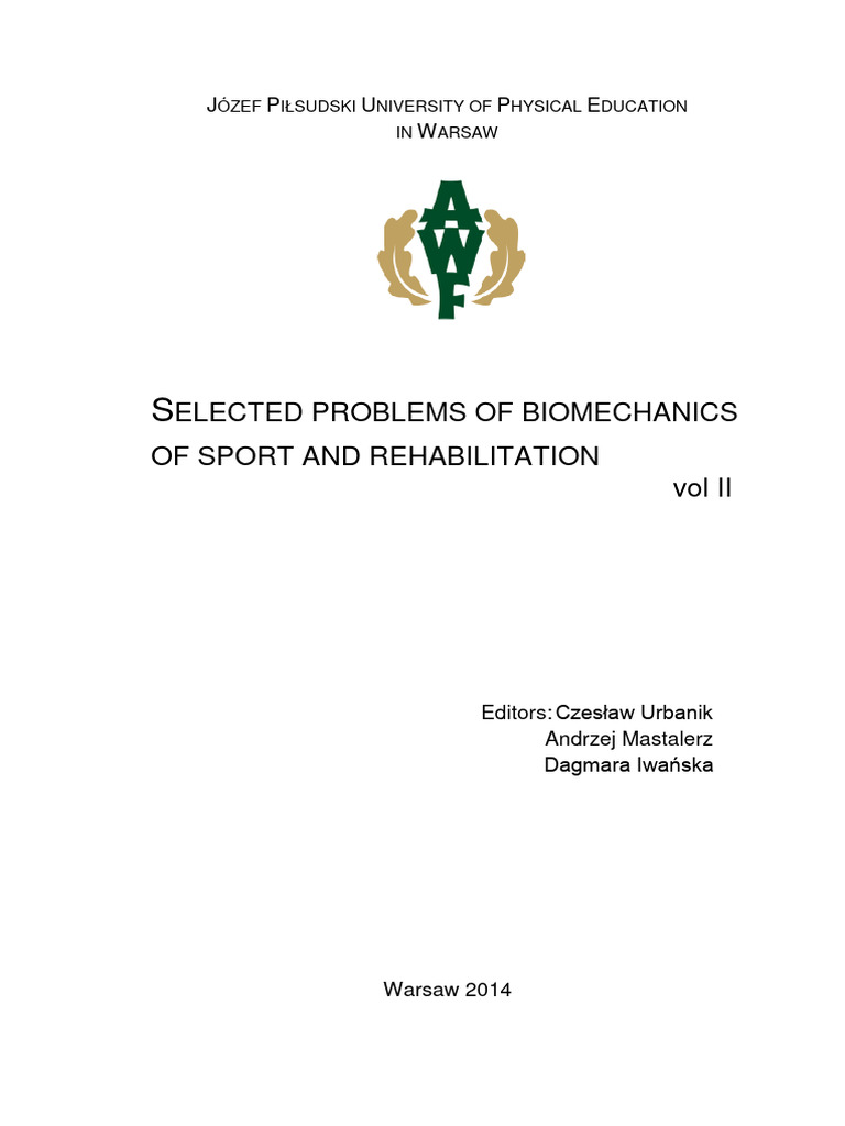 Selected Problems of Biomehanics Vol. II | PDF | Physical Therapy | Electromyography