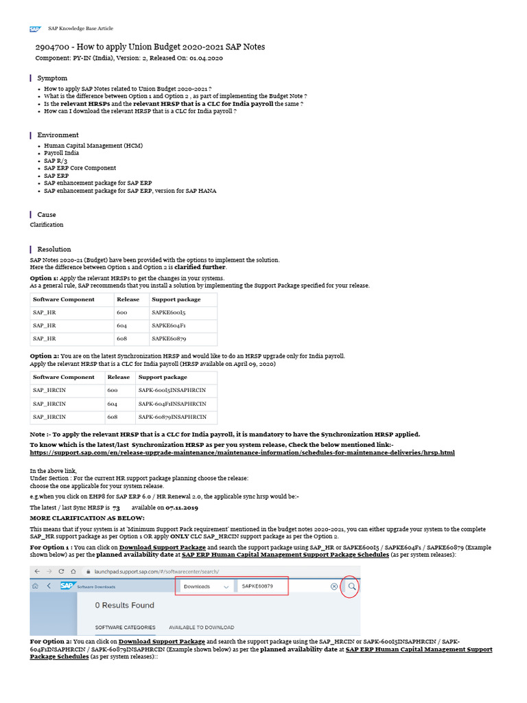 How To Apply Union Budget 2020-2021 SAP Notes | PDF
