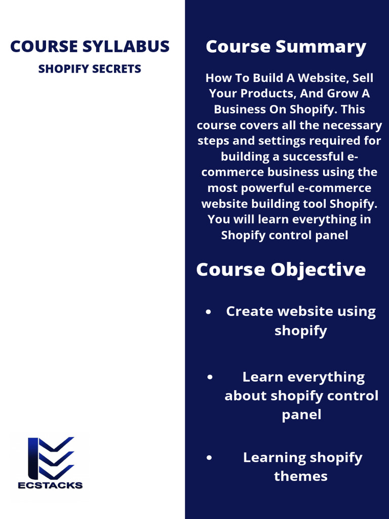 Shopify Secrets - Course+Syllabus | PDF