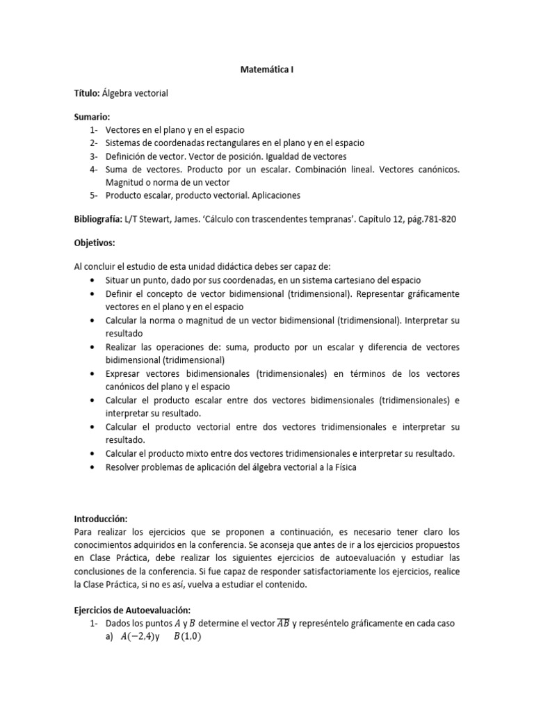 Ejercicios De Vectores En El Plano Y En El Espacio Pdf Espacio