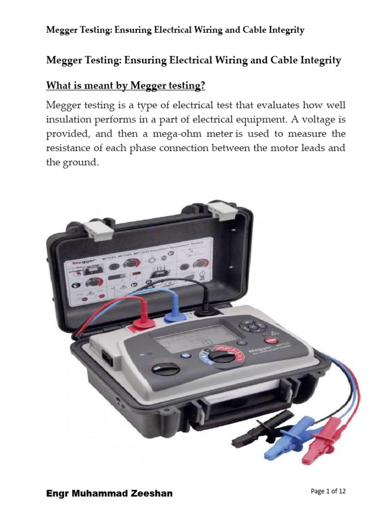 Megger Testing | PDF | Electrical Resistance And Conductance ...