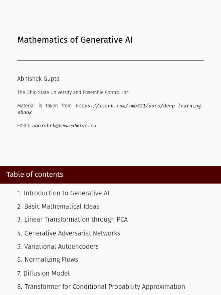 Mathematics of Generative AI | PDF | Artificial Intelligence | Intelligence (AI) & Semantics
