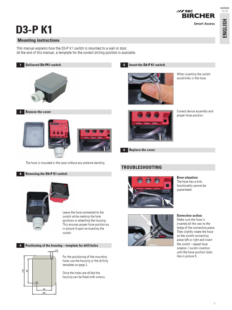 346906B Mounting Instr D3-PK1 EN HiRes 01 | PDF | Switch | Manufactured ...