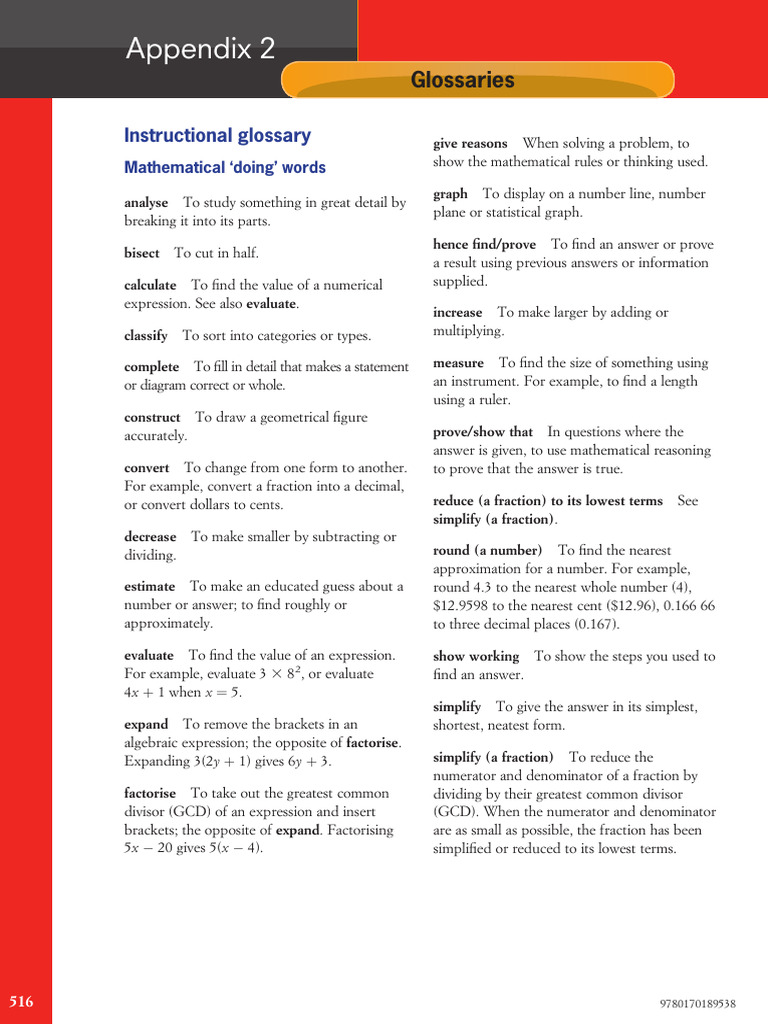 Appendix 2 Glossary | Download Free PDF | Numbers | Cartesian ...