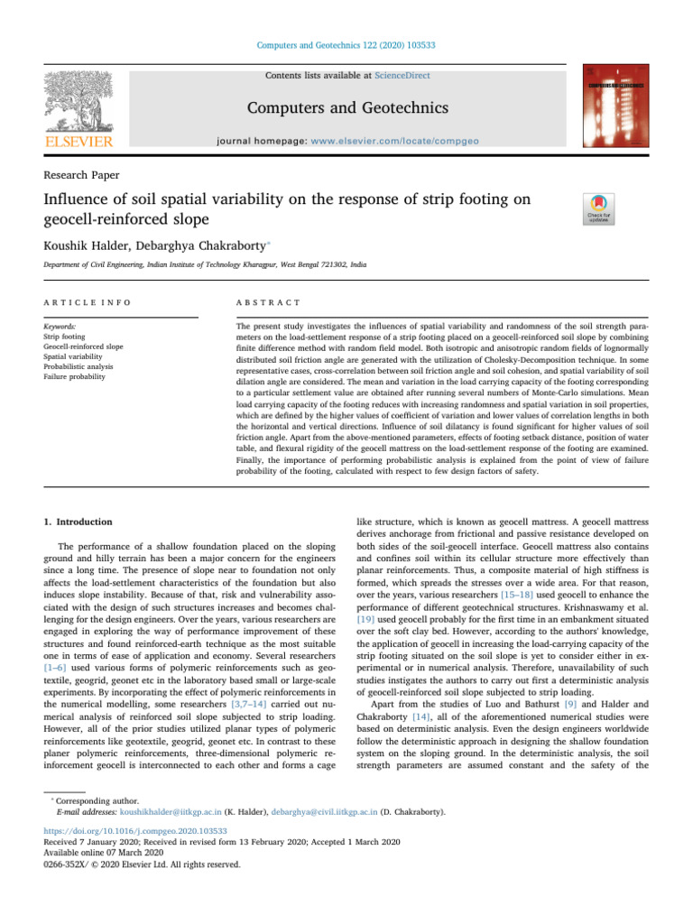 Influence of Soil Spatial Variability On The Response of 2020 Computers ... Influence of Soil Spatial Variability On The Response of 2020 Computers ...