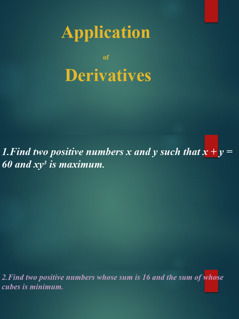 Application Derivatives | PDF