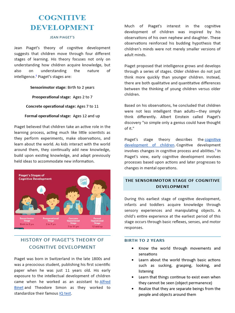 Cognitive Development | PDF | Cognitive Development | Psychological Theories